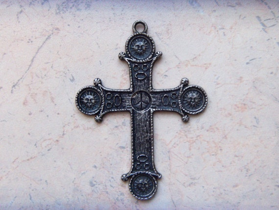 70s Pewter HIPPIE CROSS Woodstock Festival Era Summer Love | Etsy