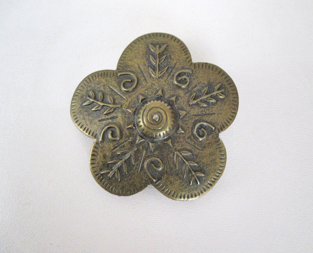 Vintage Hippie Brass Buckle, Flower Shape Belt Buckle, Iconic Hippie ...