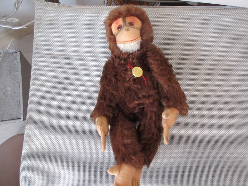 80s.hermann Teddyoriginaljocko Mohairsqueak Fully Jointedmonkey Glass ...