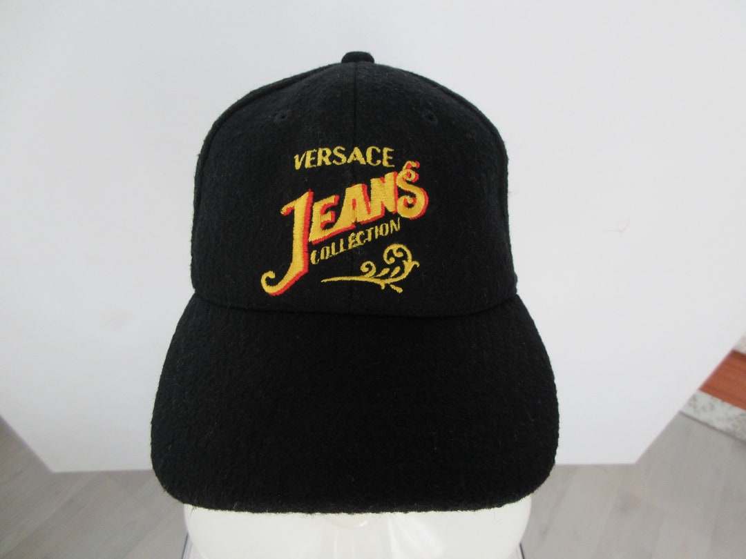 90s GIANNI VERSACE Profumi Jeans Collection Black Wool Blend Hat ...