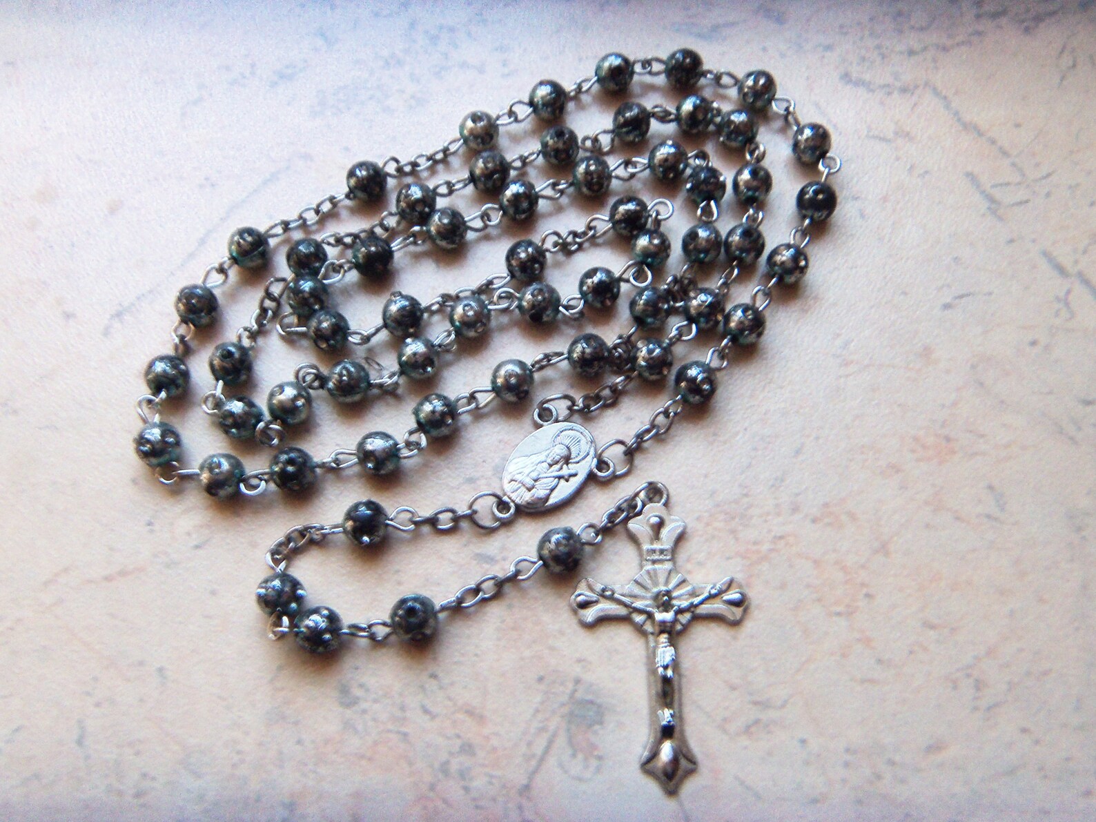 Vintage Jerusalem Rosary Metal Prayer Beads With Rhinestone - Etsy