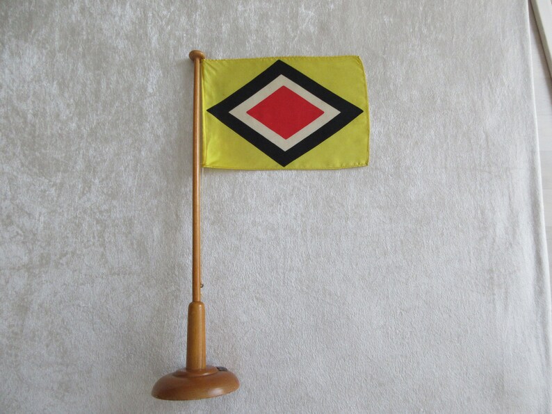 Antique Desk & Table Wooden Stand With Silk Flag - Etsy