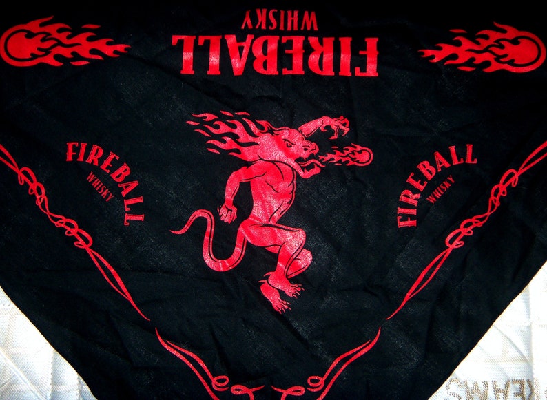 Advertising Bandana Whisky Neck Scarf Cotton Gavroche Fireball | Etsy