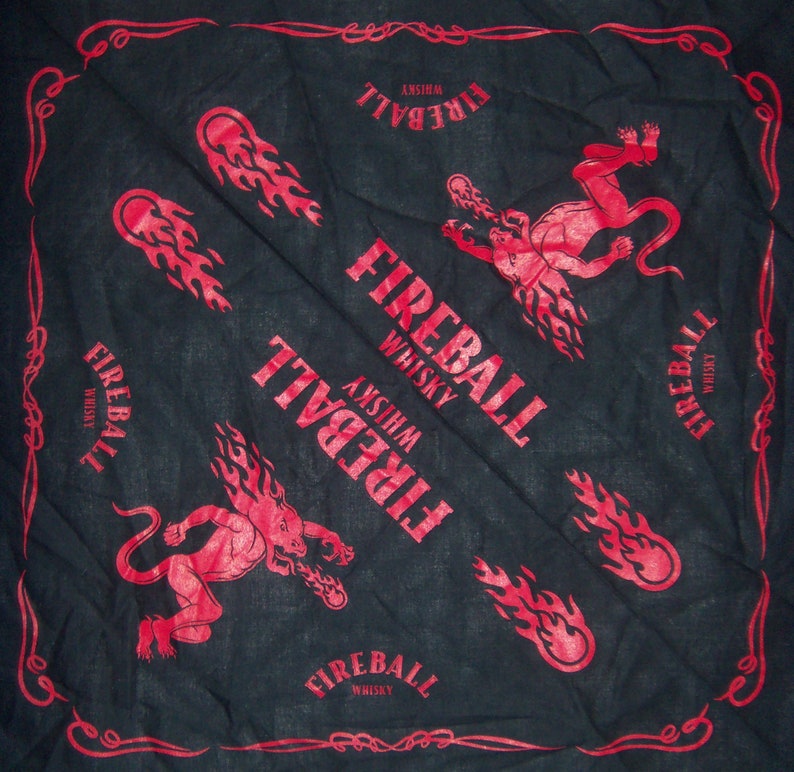 Advertising Bandana Whisky Neck Scarf Cotton Gavroche Fireball | Etsy