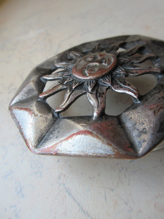 80s DAM Buckle Sun Face Octagon Shape French Vintage … - Gem