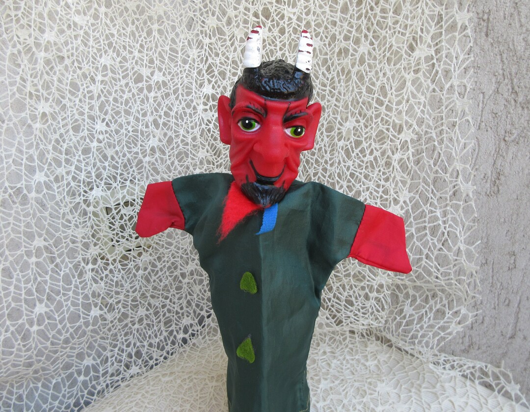 Vintage Devil White Horns Hand Puppet Satan Glove Hell Demon - Etsy