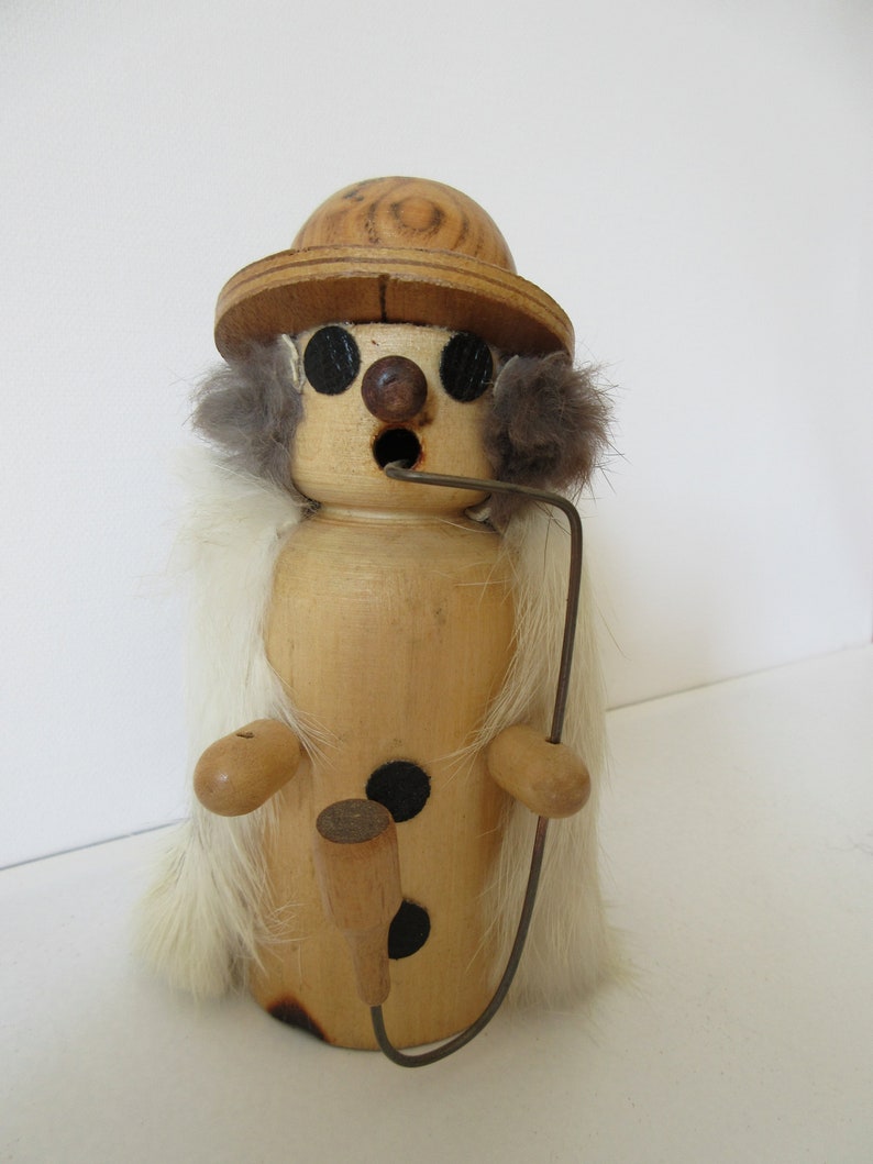 80s Erzgebirge Smoker Wooden & Genuine Fur East German Incense - Etsy