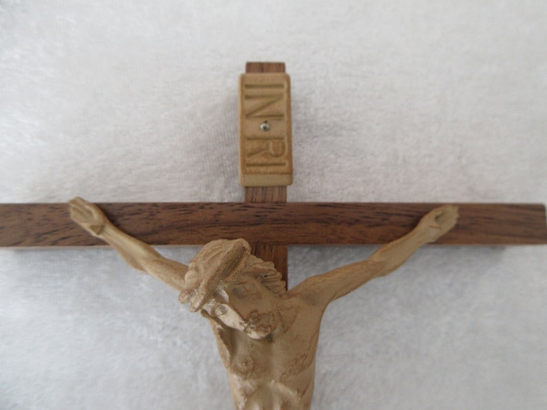 Standing Catholic Crucifix Tabletop Wood & Plastic Mid - Etsy
