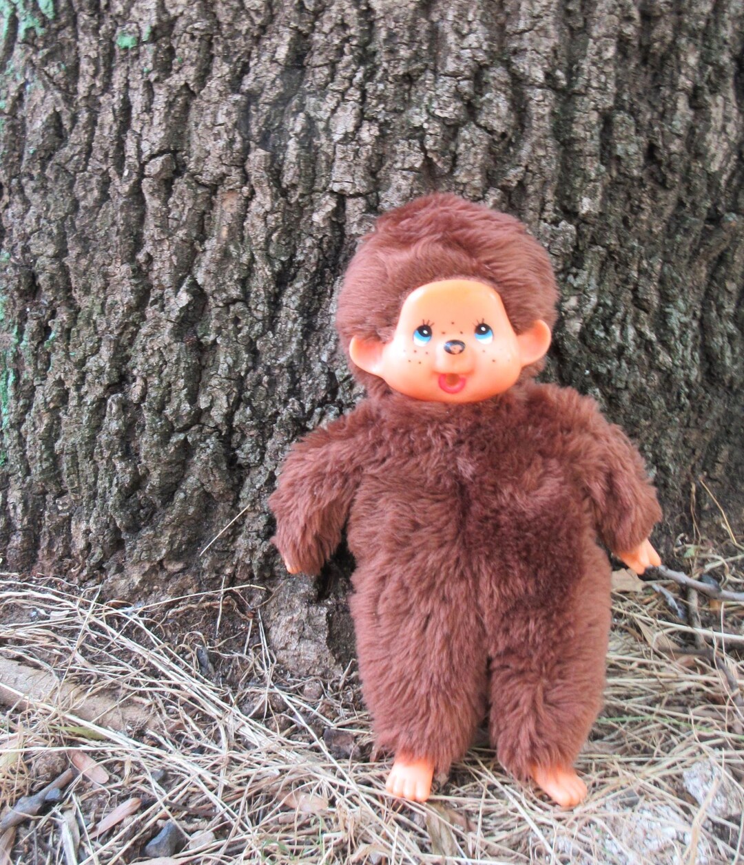 Vintage 1980s Big Monchhichi Monkey Doll: Henna Woven Fur, Pacifier ...