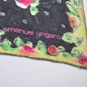 70s Emanuel Ungaro Scarf, Printed Floral Pattern Foulard, Colorful ...