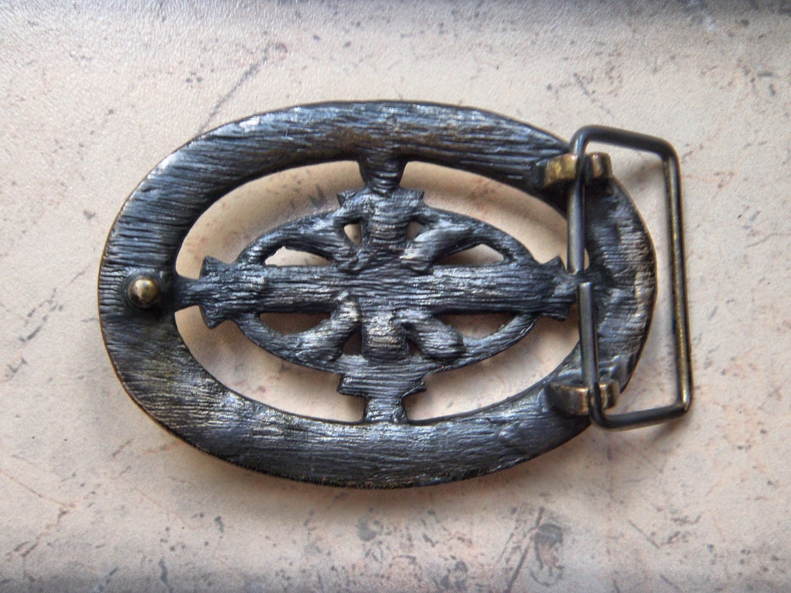 Vintage Enamel Cross Buckle Oval Shape Belt Buckle - Etsy
