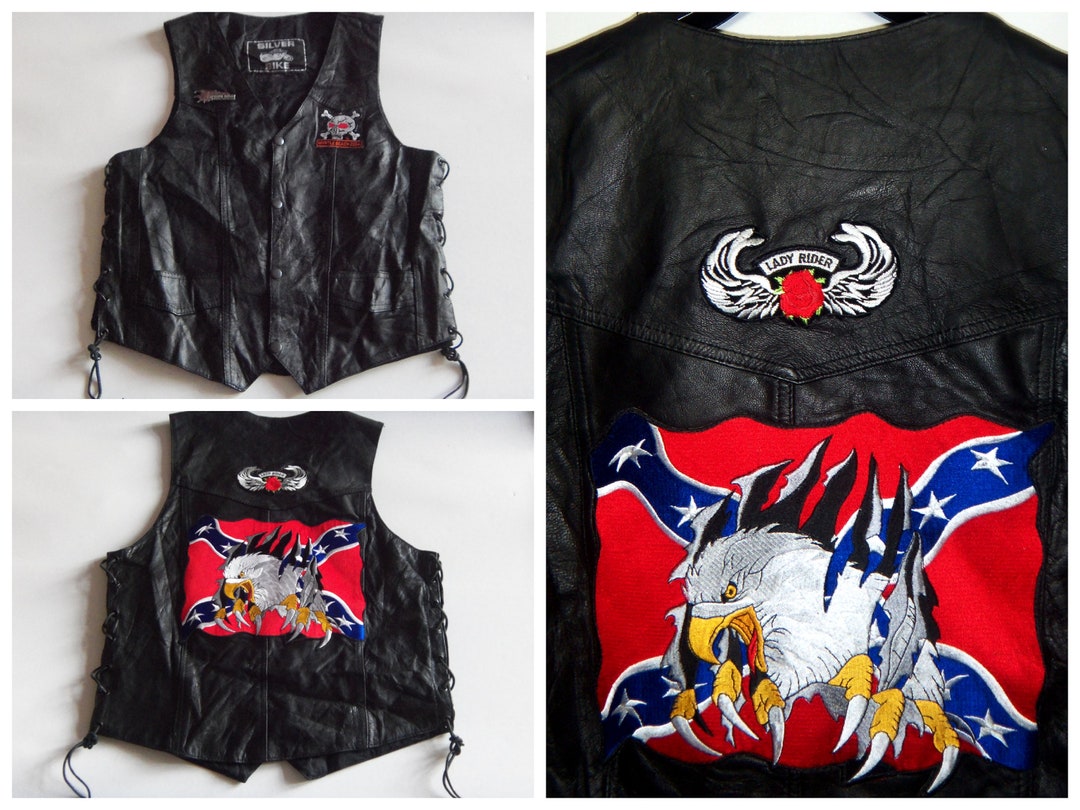 Silver Bike Leather Rocker Vest Unisex Bikers Moto Cafe Life Style ...