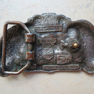 1993 Baron Harley Davidson Buckle freedom 4 Miles Vintage Eagles Belt ...