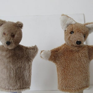 Vintage Pair Forest Critters Hand Puppets Fox & Bear Gloves Home ...