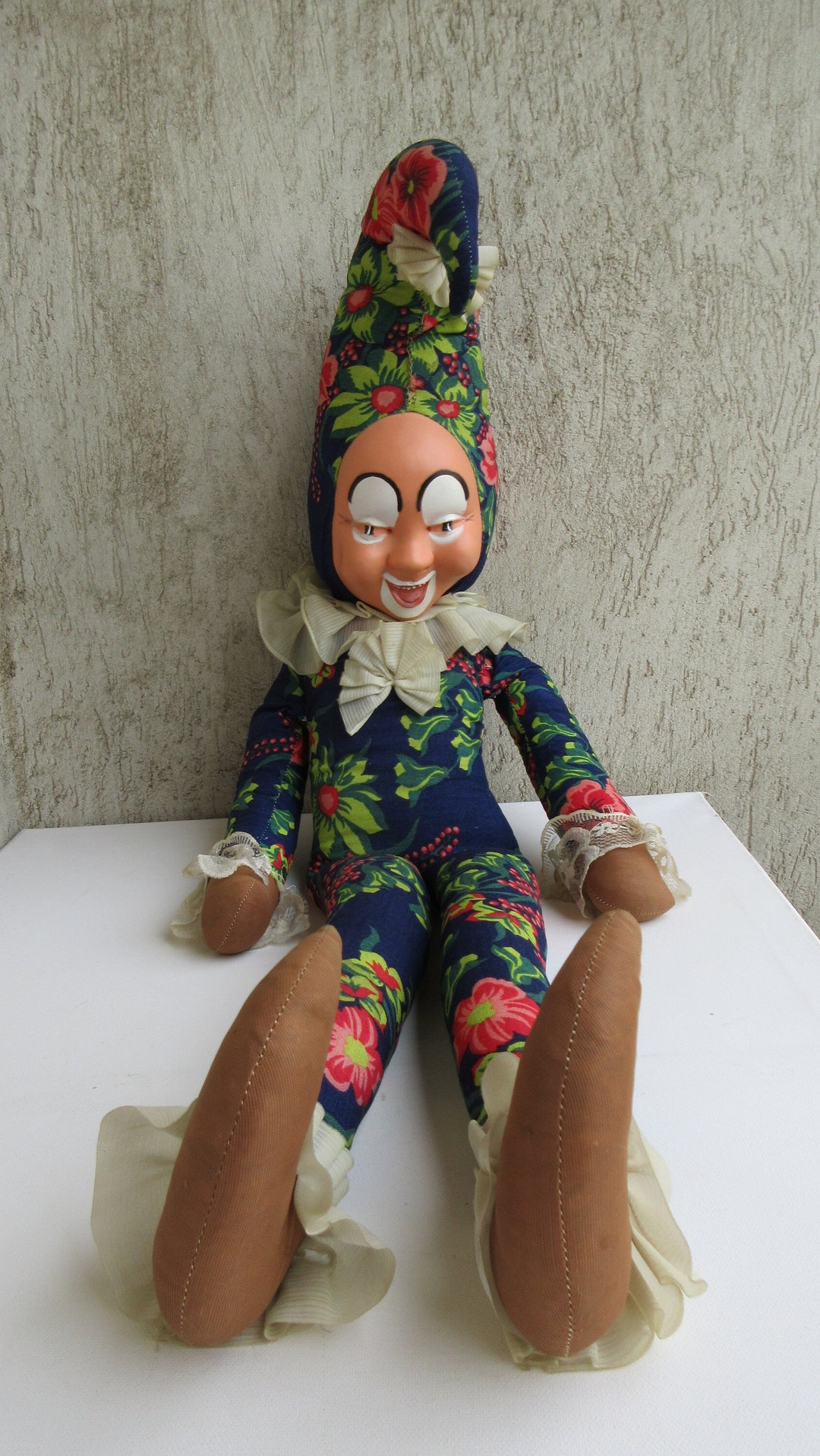 Rubber Face Large Jester Cloth Doll Clown Creepy Face Jocker - Etsy