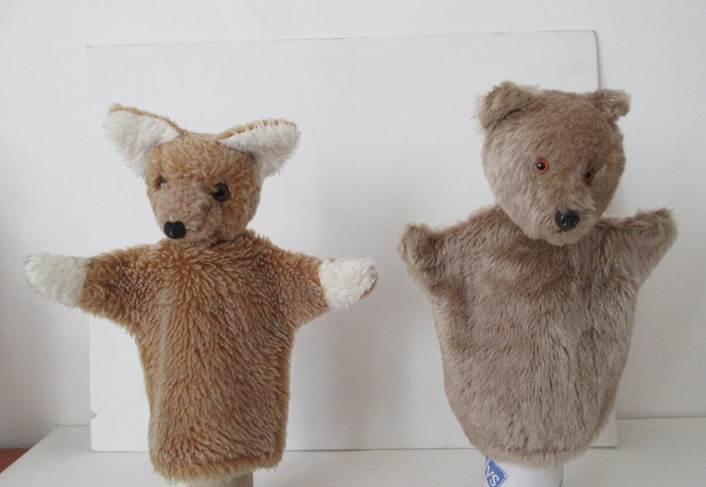 Vintage Pair Forest Critters Hand Puppets Fox & Bear Gloves - Etsy