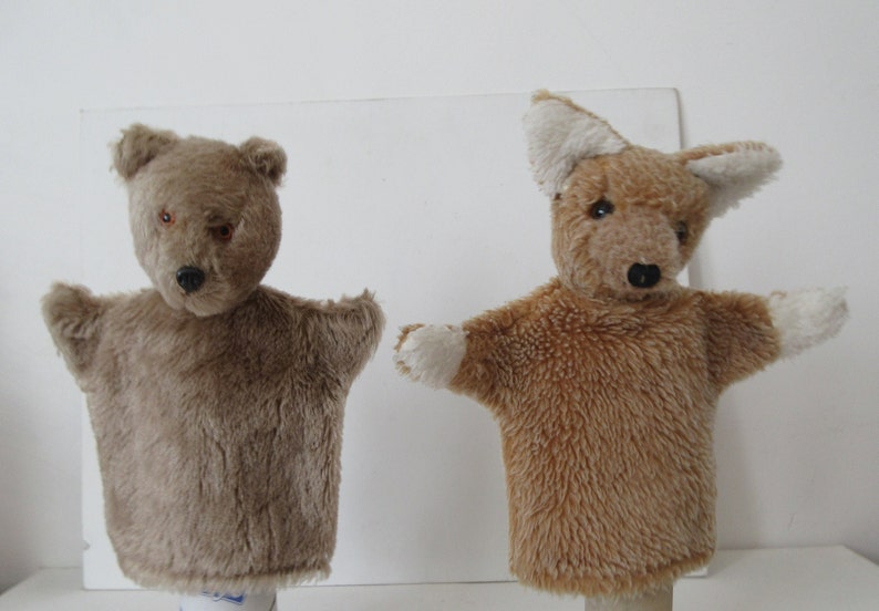 Vintage Pair Forest Critters Hand Puppets Fox & Bear Gloves - Etsy