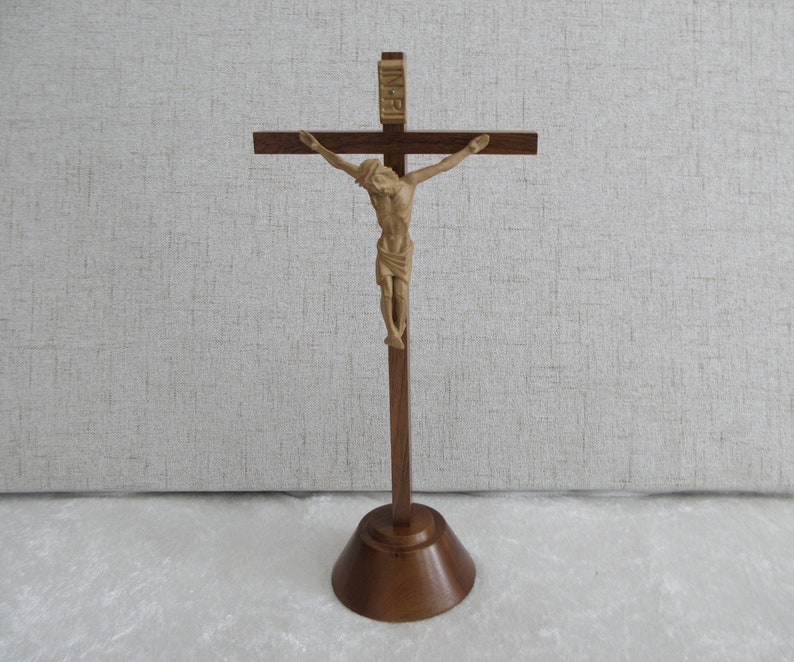 Standing Catholic Crucifix Tabletop Wood & Plastic Mid - Etsy