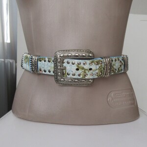 WOW NANNI MILANO Women's Leather Belt, Embossed Floral Print Leather ...