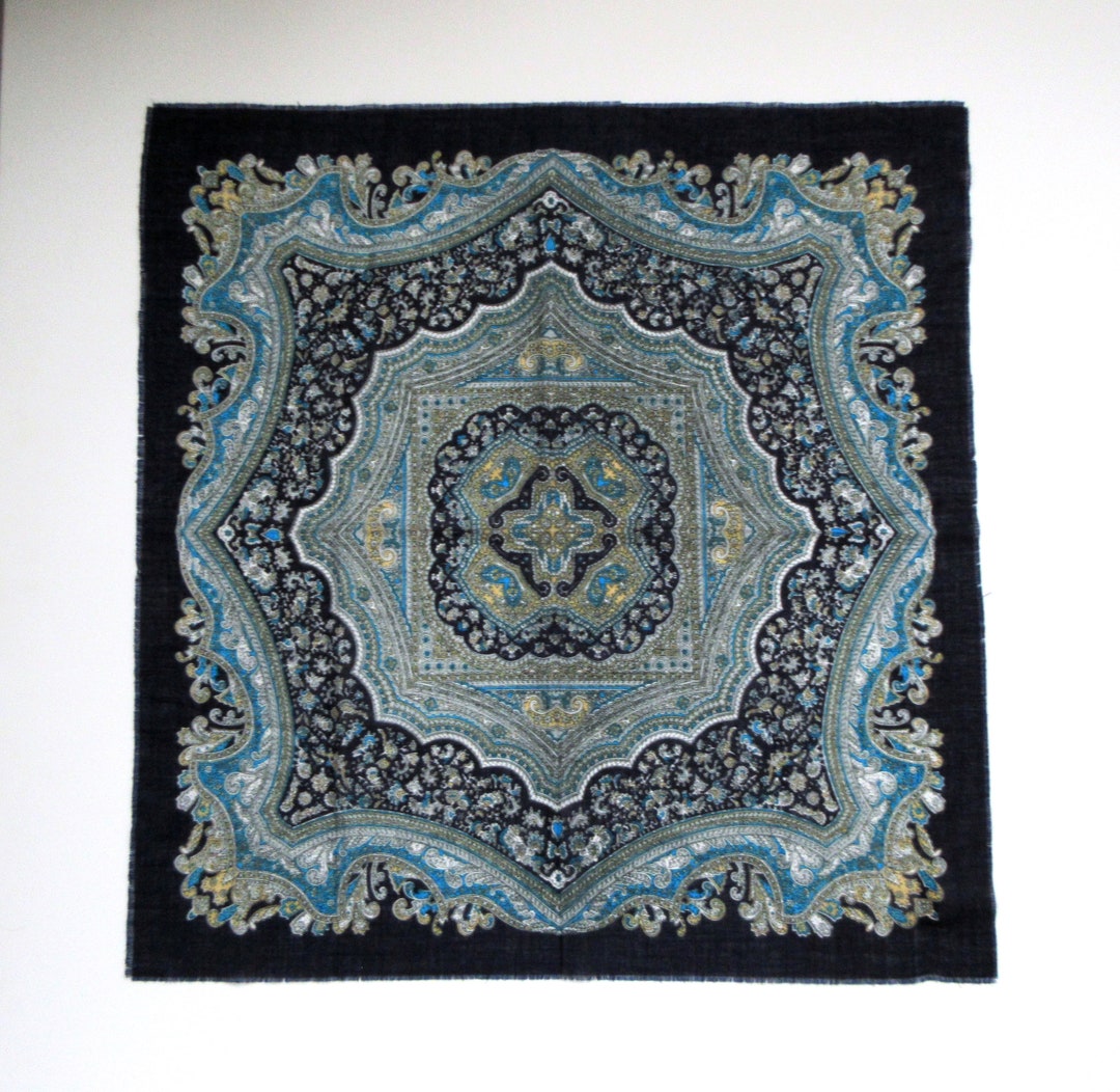 Vintage AC. Wooly Japan Scarf, Wool Japanese Scarf, Paisley & Floral ...