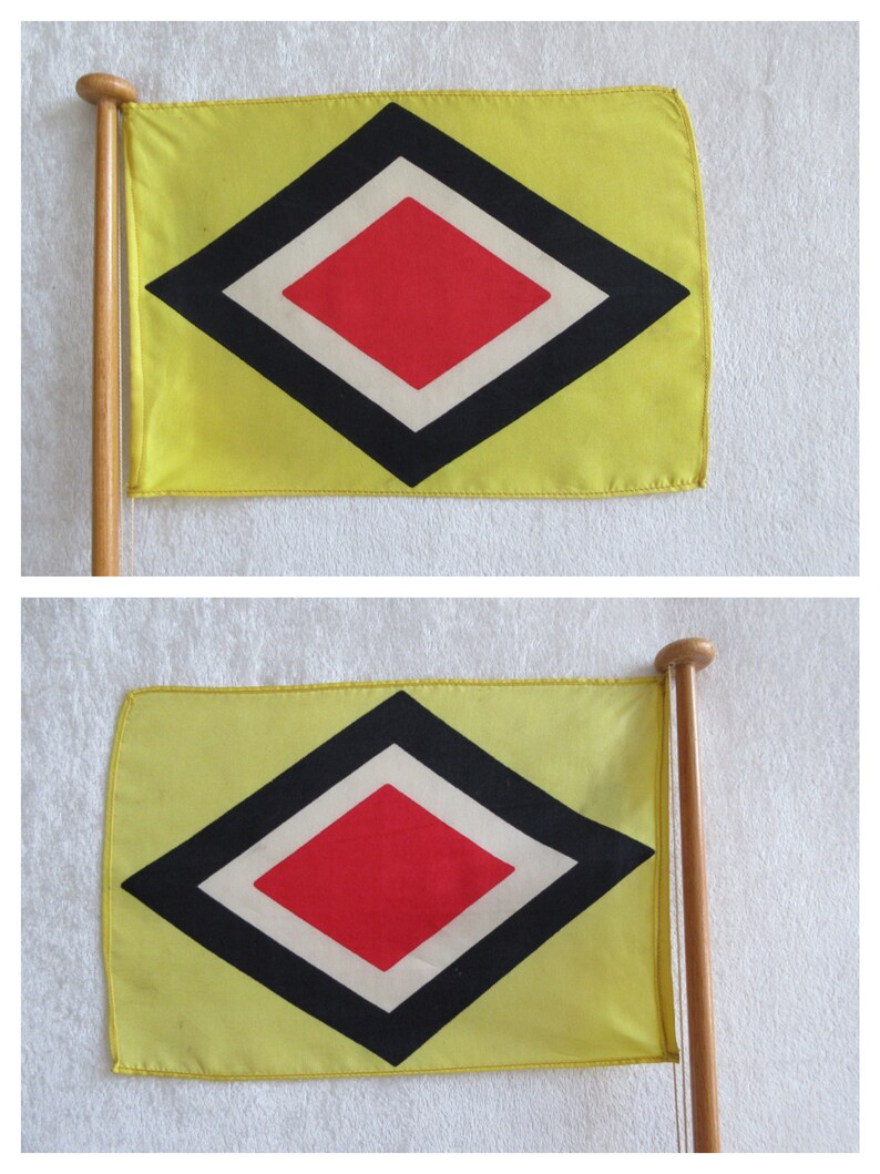 Antique Desk & Table Wooden Stand with Silk Flag | Etsy