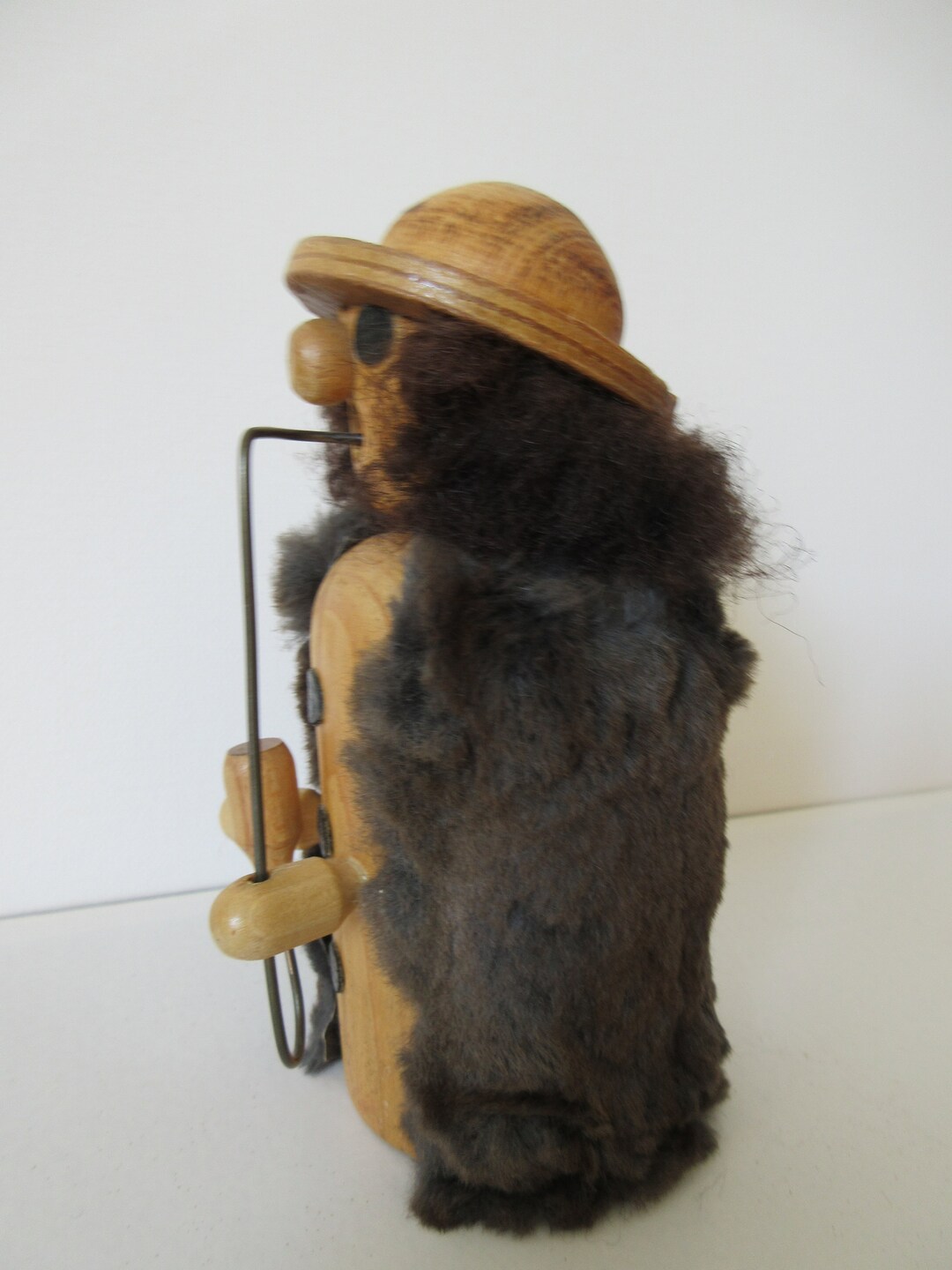 80s Erzgebirge Smoker Wooden & Genuine Fur East German Incense Burner ...