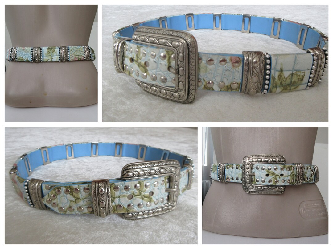 WOW NANNI MILANO Women's Leather Belt Embossed Floral - Etsy