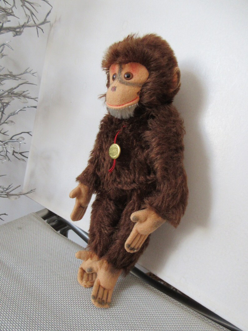80s.hermann Teddyoriginaljocko Mohairsqueak Fully Jointedmonkey Glass ...