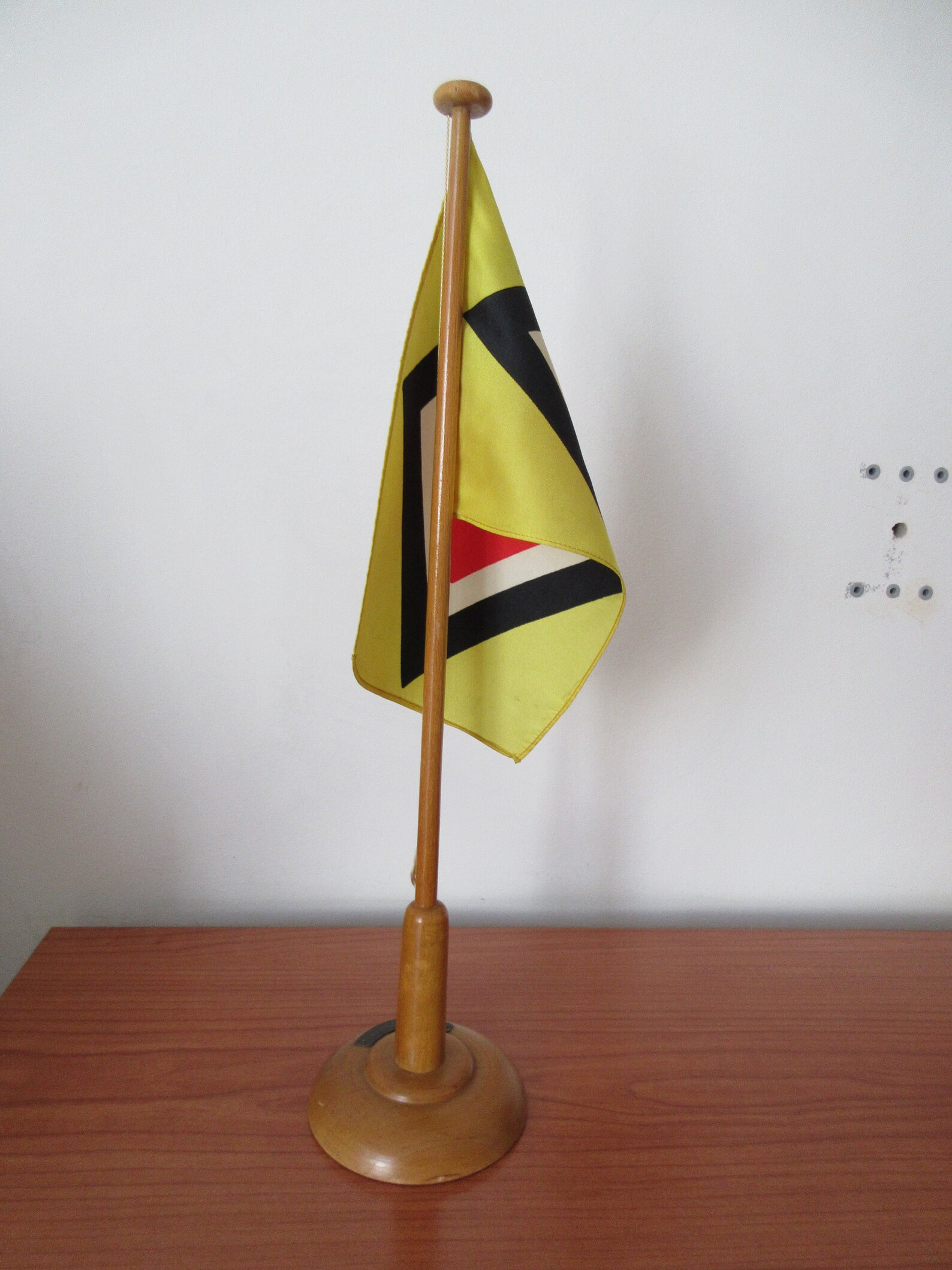 Antique Desk & Table Wooden Stand with Silk Flag | Etsy