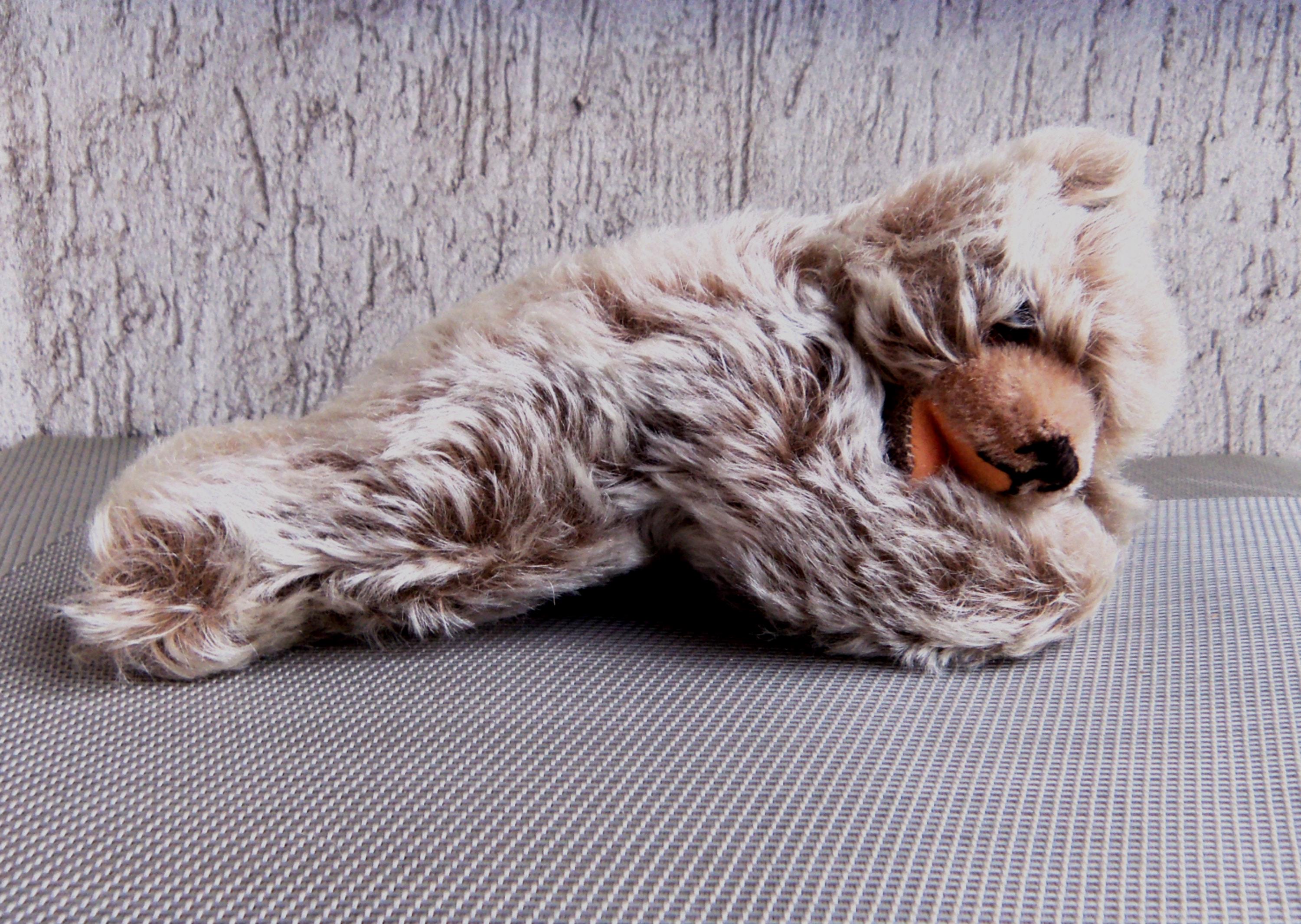 HERMANN TEDDY ORIGINAL Mohair Lying Squeeze Bear Squeak, Glass Eyes ...