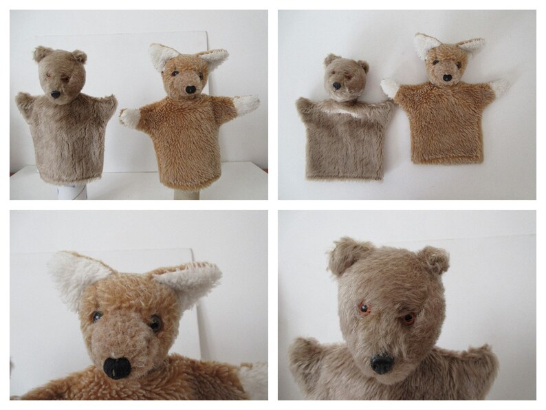 Vintage Pair Forest Critters Hand Puppets Fox & Bear Gloves - Etsy
