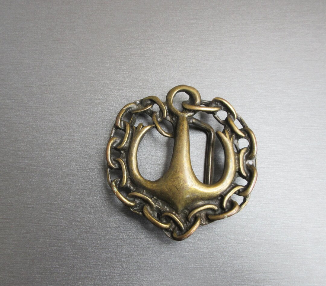 Vintage Big Anchor Buckle Solid Brass Open Work Belt Buckle - Etsy