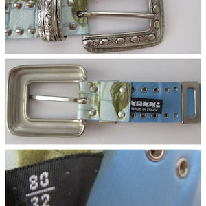 WOW NANNI MILANO Women's Leather Belt, Embossed Floral Print Leather ...