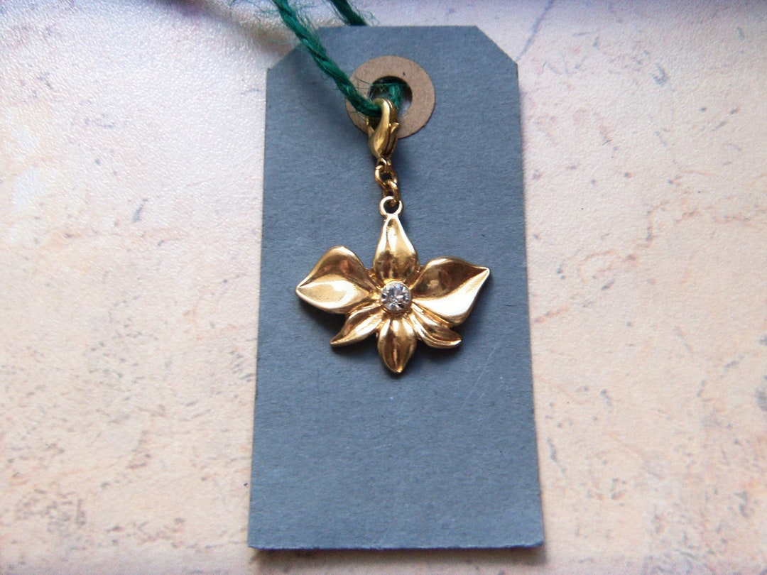 PILGRIM Charm Orchid Gold Tone & Clear Crystal Danish Design Jewelry ...