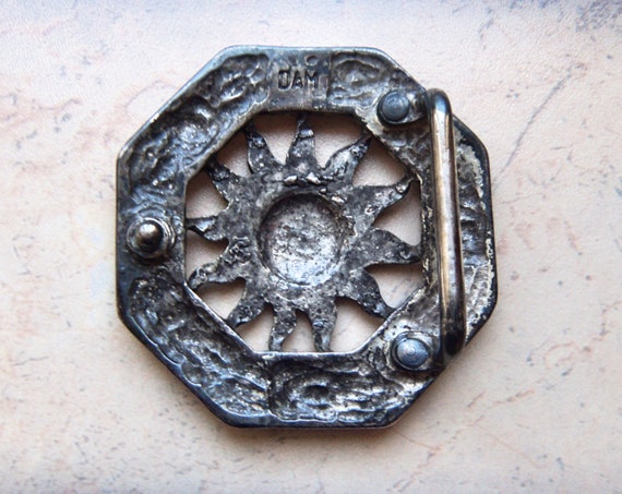 80s DAM Buckle Sun Face Octagon Shape French Vintage … - Gem