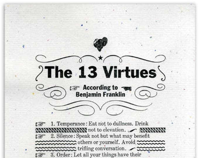 The 13 Virtues of Ben Franklin, Letterpress Print, 1st Edition - Etsy