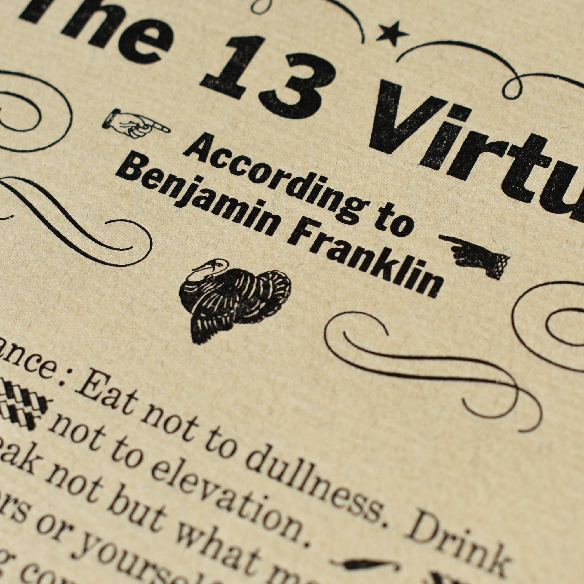 The 13 Virtues of Ben Franklin, Letterpress Print, 2nd Edition - Etsy