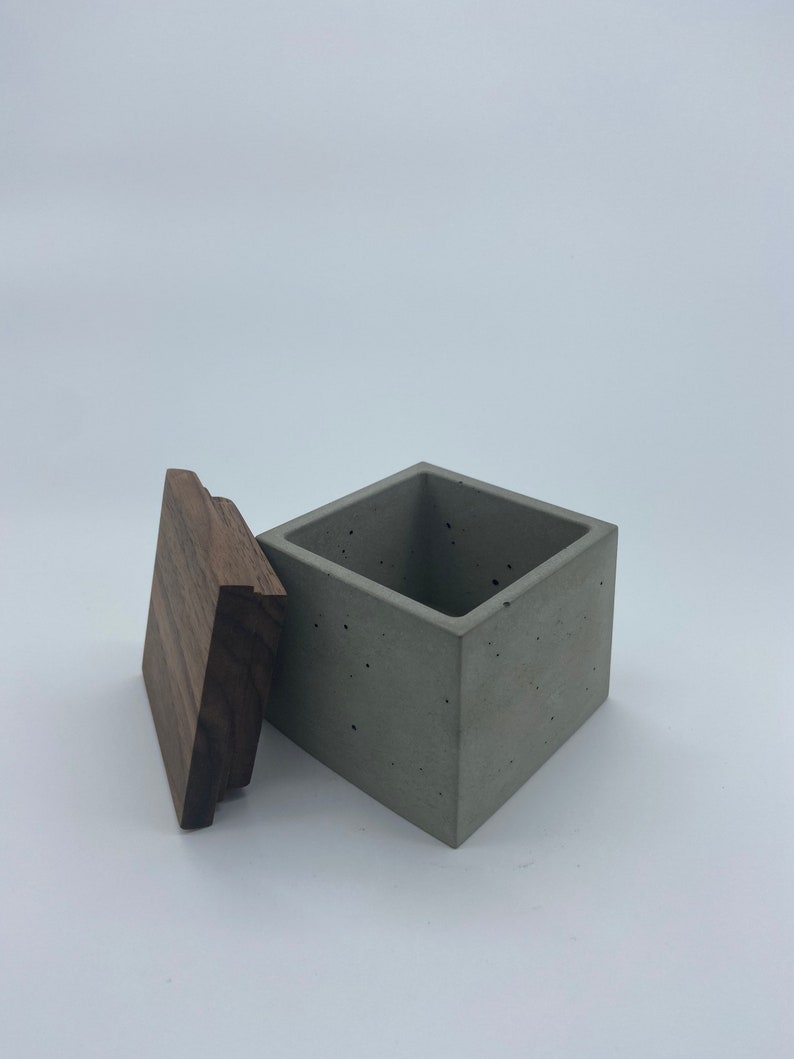 Concrete and Walnut Lid Square Box - Etsy
