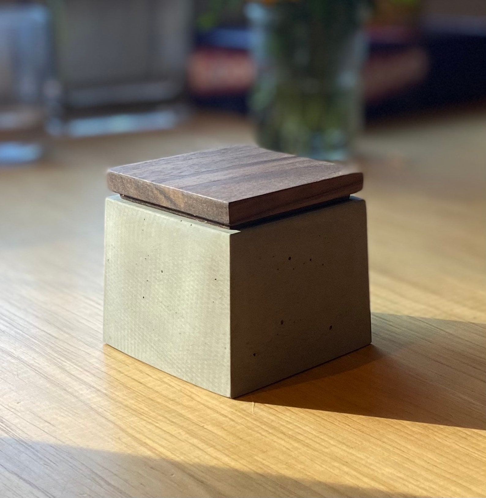 Concrete and Walnut Lid Square Box - Etsy