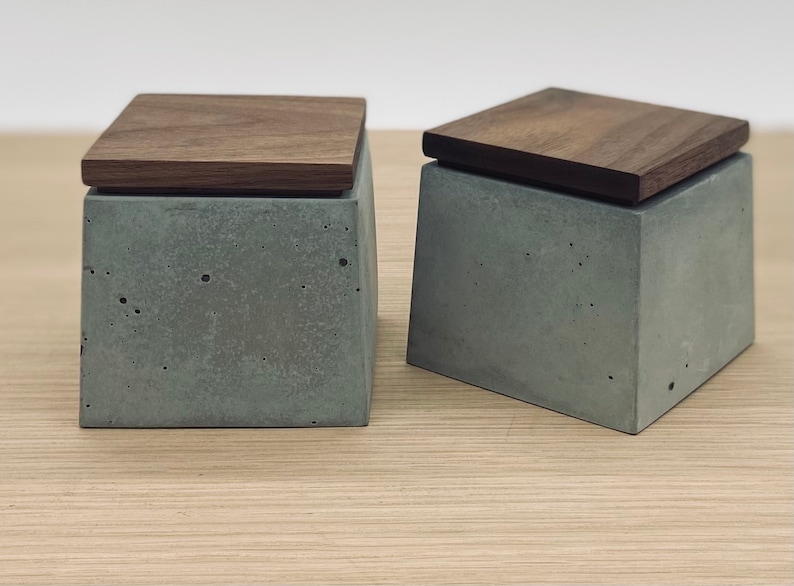 Concrete and Walnut Lid Square Box - Etsy