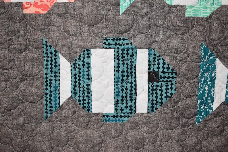 Chuckles the Fish, Crib Size Quilt, Blue Water Minky Back and Fun ...