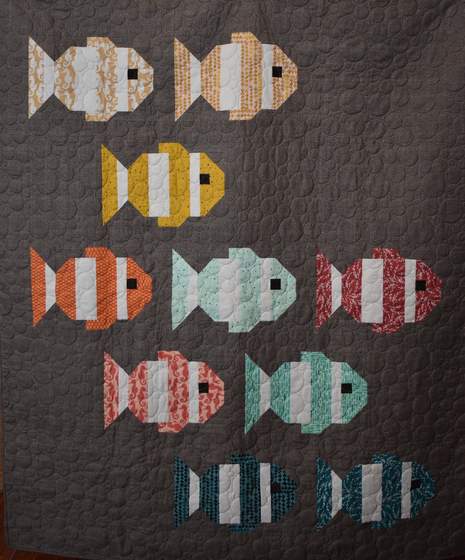 Chuckles the Fish, Crib Size Quilt, Blue Water Minky Back and Fun ...