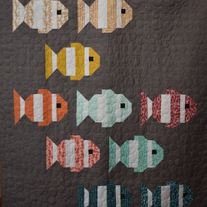 Chuckles the Fish, Crib Size Quilt, Blue Water Minky Back and Fun ...