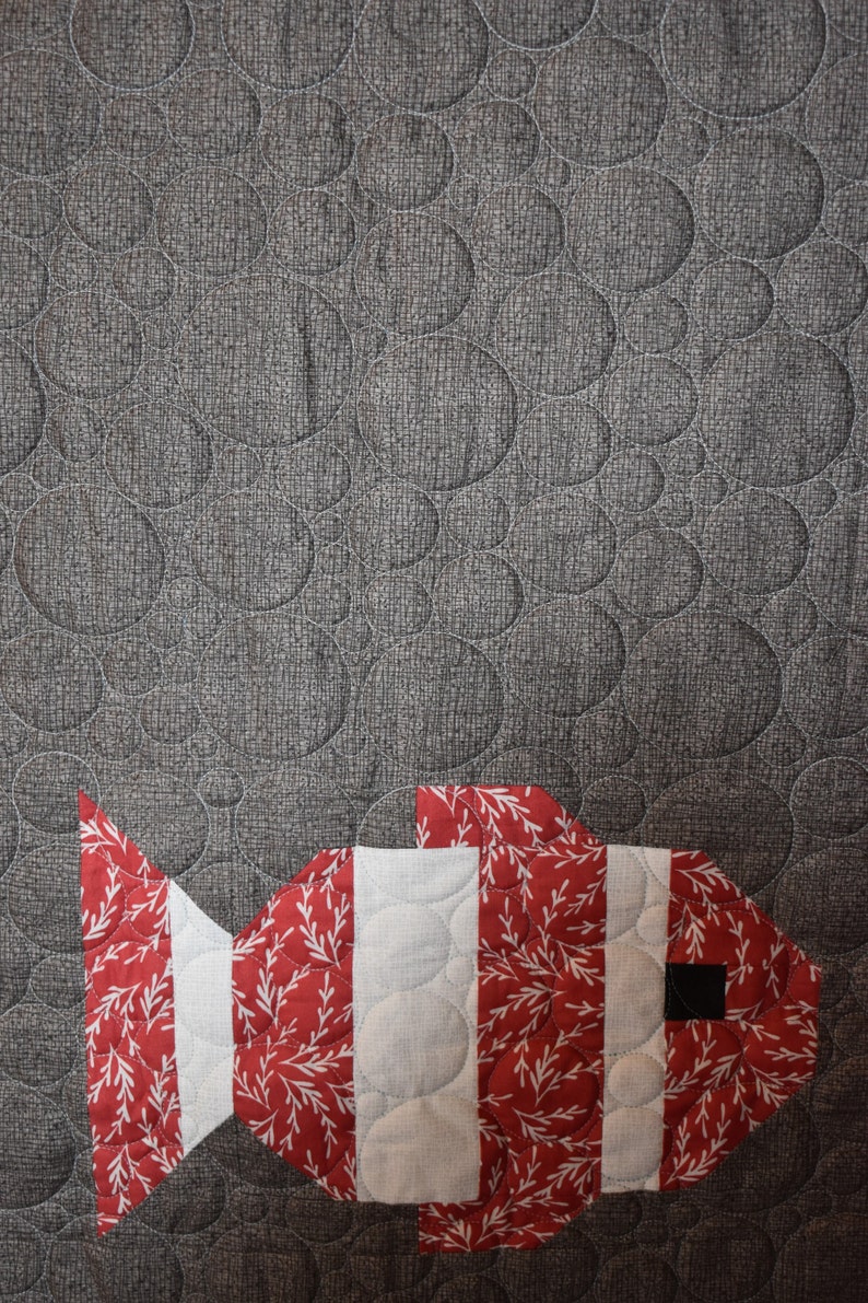 Chuckles the Fish, Crib Size Quilt, Blue Water Minky Back and Fun ...