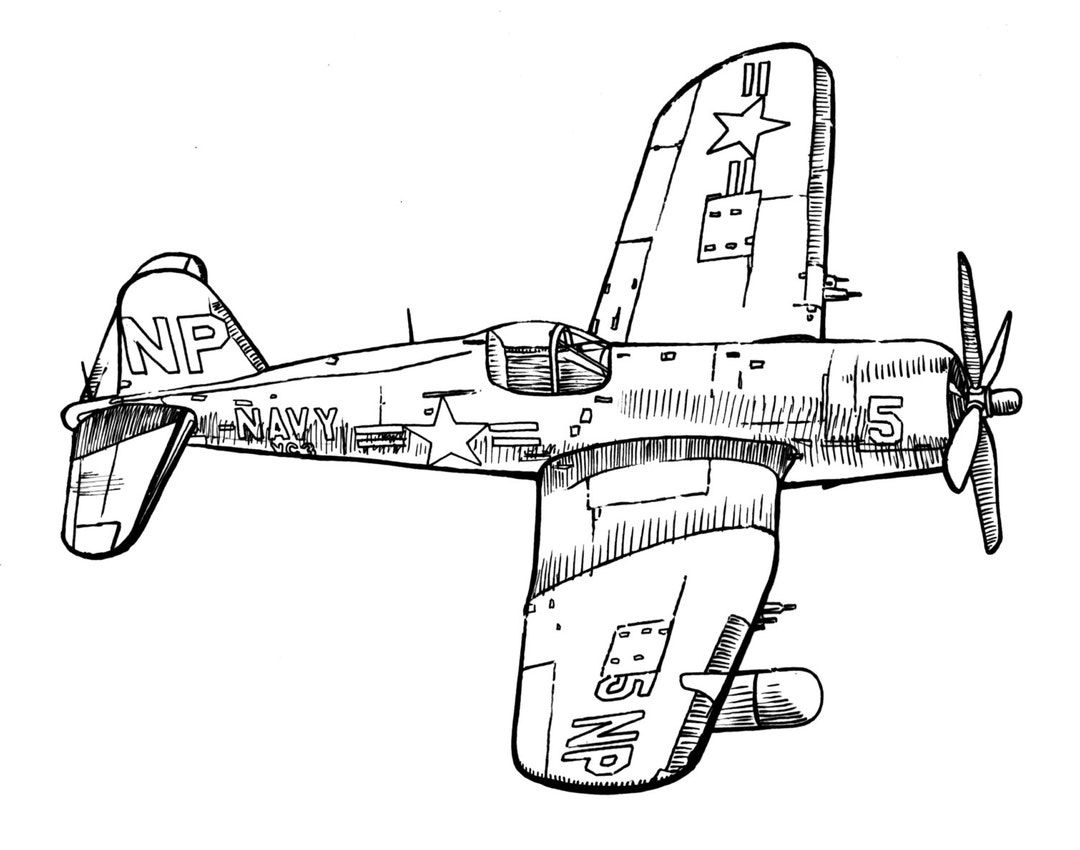 War Plane Style Vintage Airplane Ink Drawing Clipart Ready for Printing ...