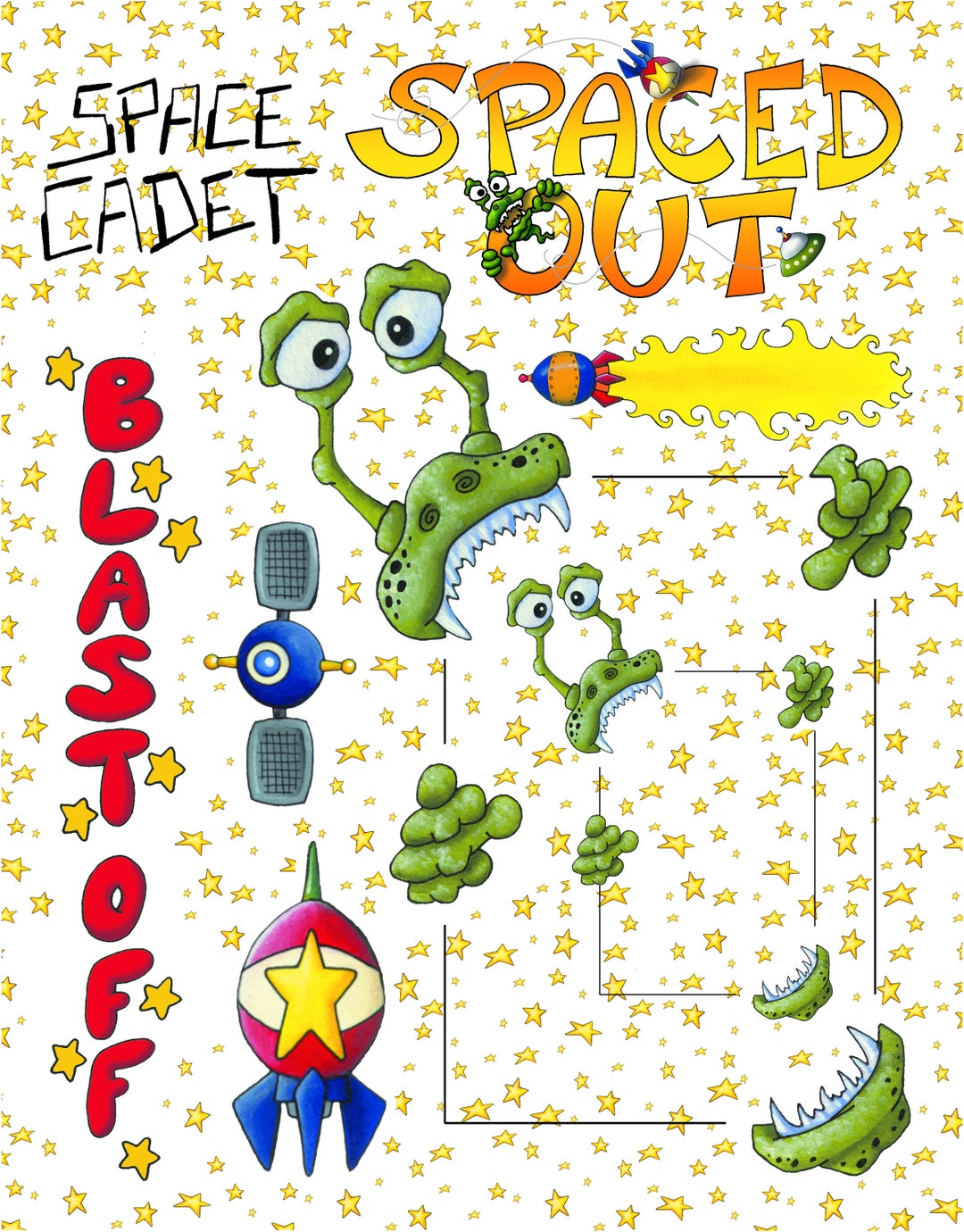 Spaced Out Blast off to the Stars Alien Rocket Ships - Etsy