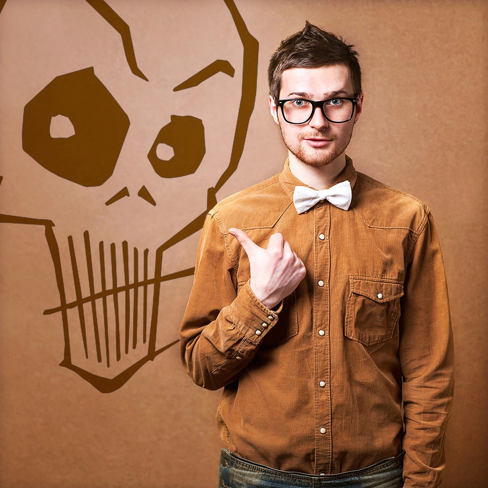 Sick Stylized Skull Clipart Ink Drawing Illustration Perfect for ...