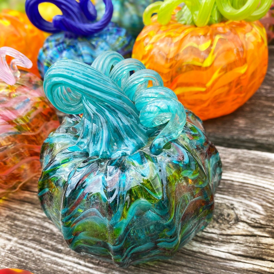 Pumpkin, Glass Pumpkin, Thanksgiving Decor, Handblown Glass, Handmade ...