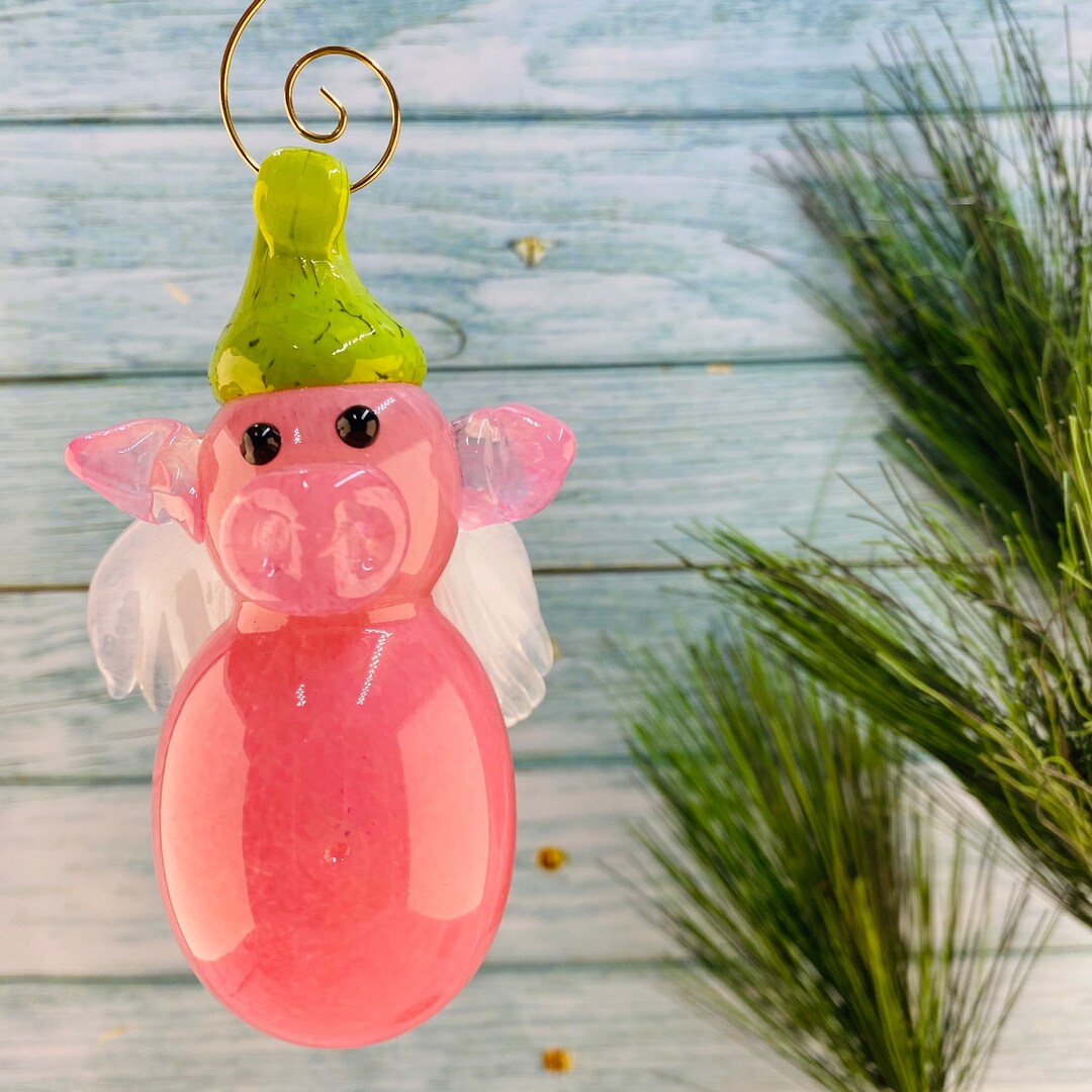 Handblown Glass Flying Pig Christmas Ornament - Etsy
