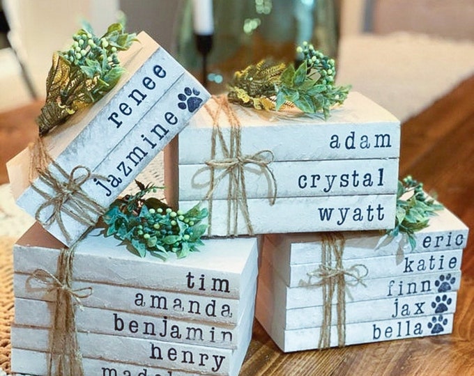 CUSTOM Stamped Books // Personalized Books // Name Books// Farmhouse ...